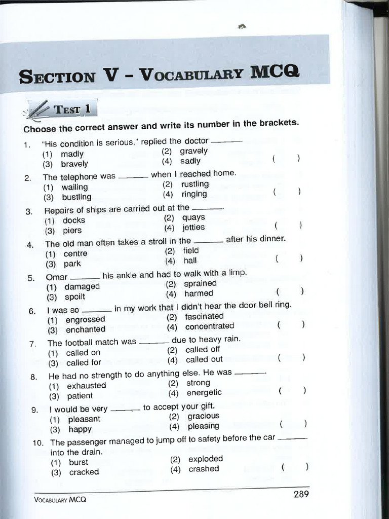 Section 5 Vocabulary MCQ | PDF