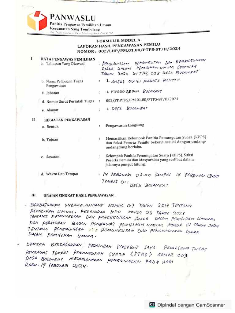 TPS 003 - Desa Bolangat | PDF