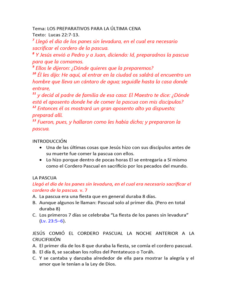 La Preparación de La Última Cena | PDF | Pascua de Resurrección | Jesús