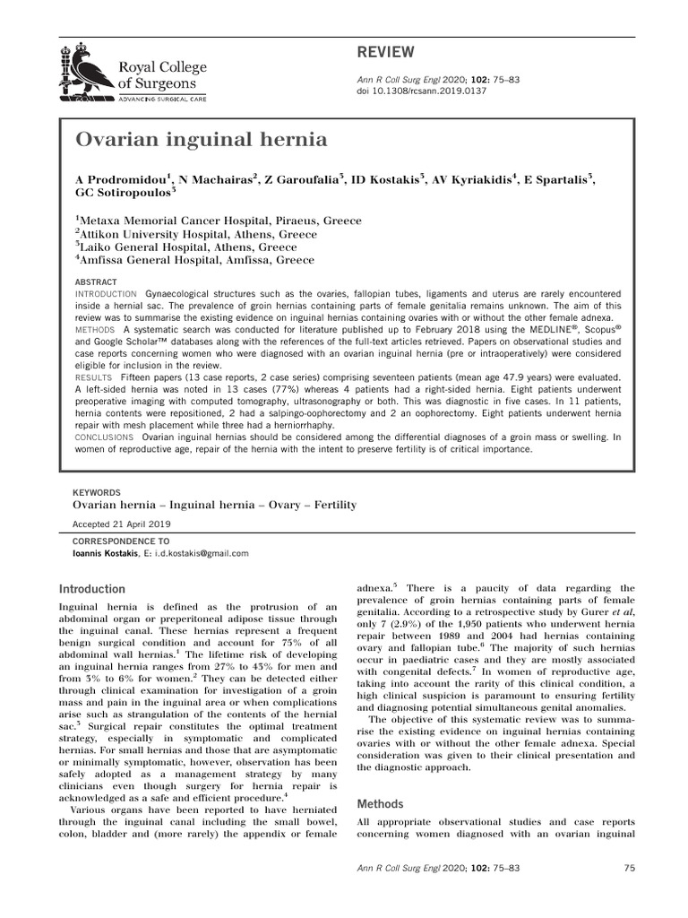 Ovarian Inguinal Hernia | PDF | Ovary | Medical Specialties