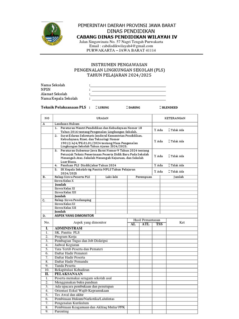 Instrumen PLS SMA 2024 Fix | PDF