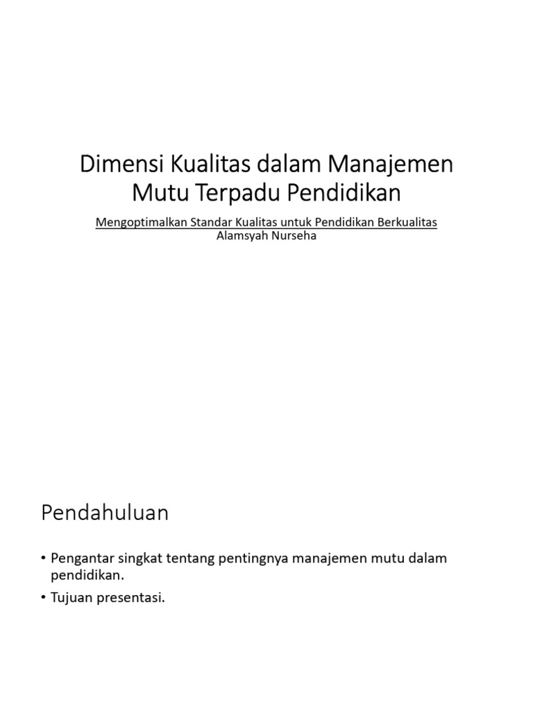Dimensi Kualitas Dalam MMTP | PDF