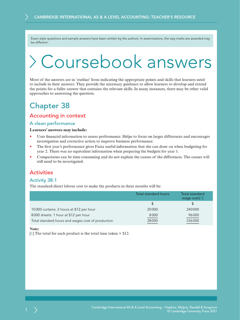 Chapter 38 Answers | PDF | Prices | Cost
