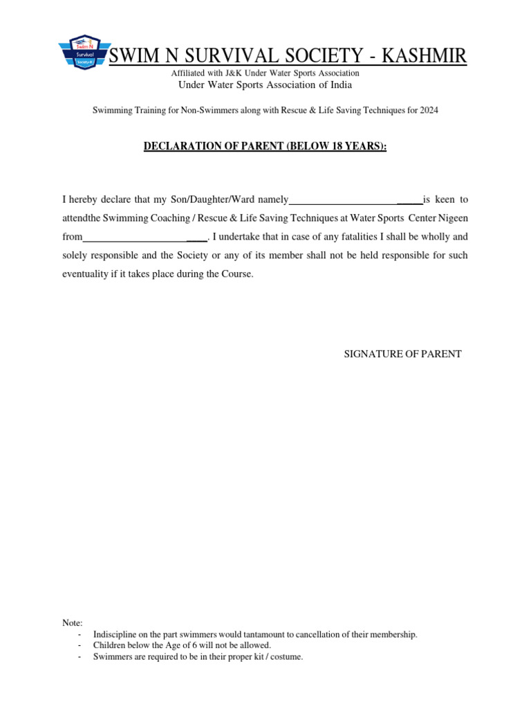 Swimming Declaration 2024 | PDF