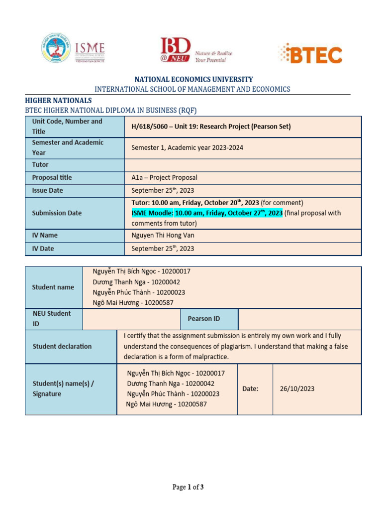 RP - A1a - Proposal S1 Brief - 23-24 | PDF