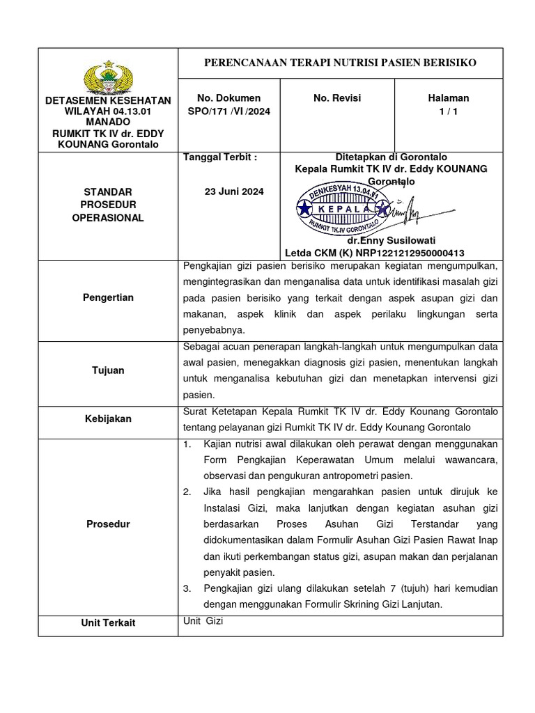 Spo Perencanaan Terapi Nutrisi Pasien Berisiko | PDF | Pengembangan Diri