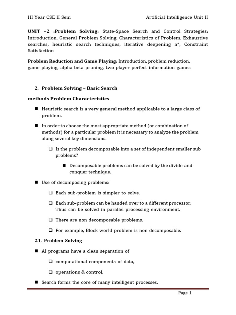 AI - UNIT-1 | PDF | Theoretical Computer Science | Applied Mathematics