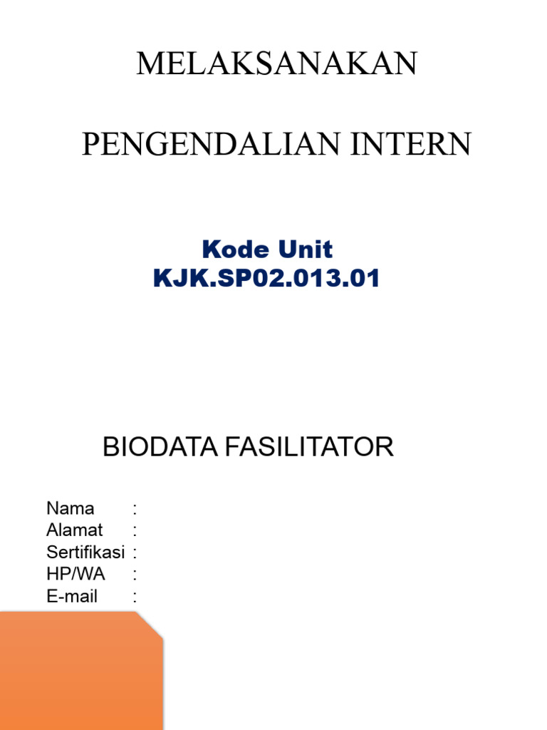 KJK - SP02.013.01 Melaksanakan Pengendalian Intern | PDF