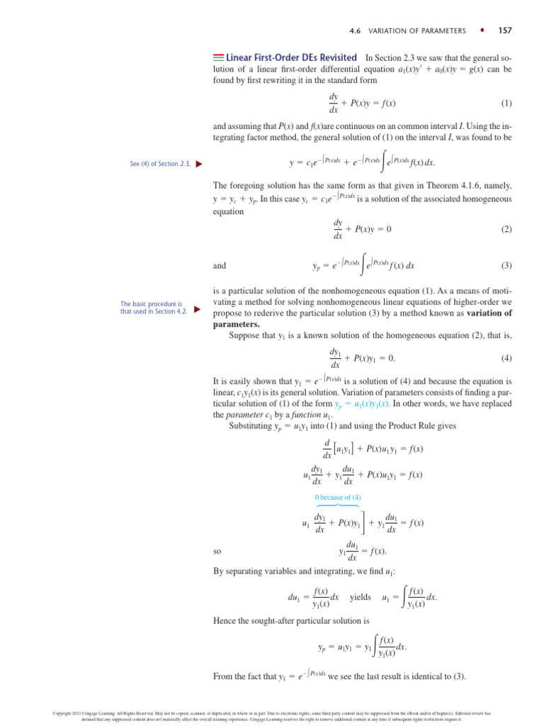Variation Parameter - Book | PDF | Ordinary Differential Equation | Equations