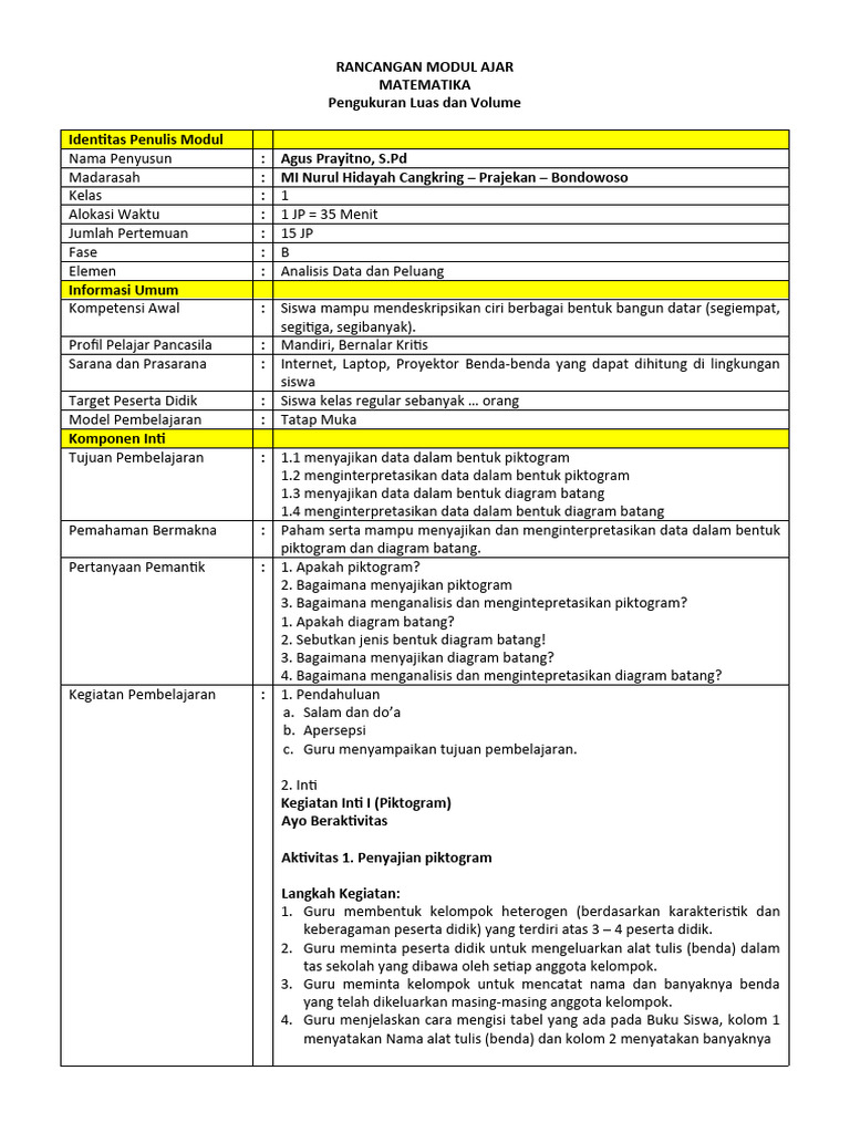 MODUL MTK KLS 4 (Piktogram Dan Diagram Batang) | PDF | Karier ...