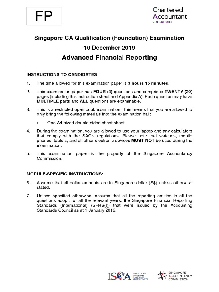 Singapore CA Exam: Advanced Financial Reporting | PDF | Equity (Finance ...