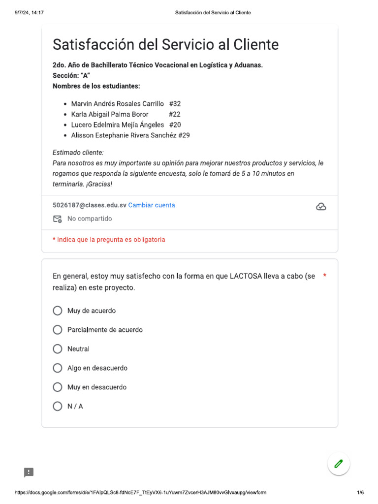 Ejemplo de Formulario de Servicio Al Cliente | PDF