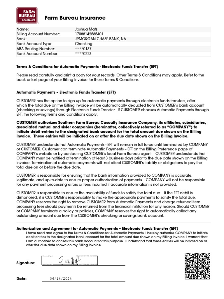 EFT Authorization Form - R#0137 - A#0223 | PDF | Invoice | Banks