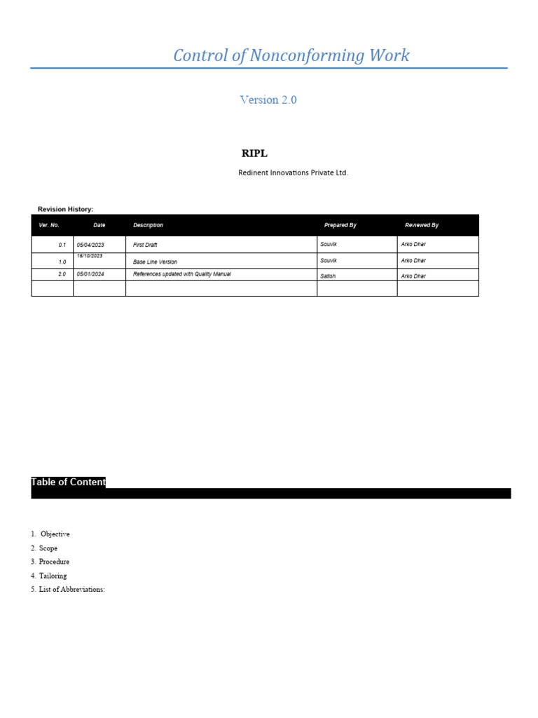 RIPL-SP15 - Control of Nonconforming Work Ver 1 - ISO17025 | PDF