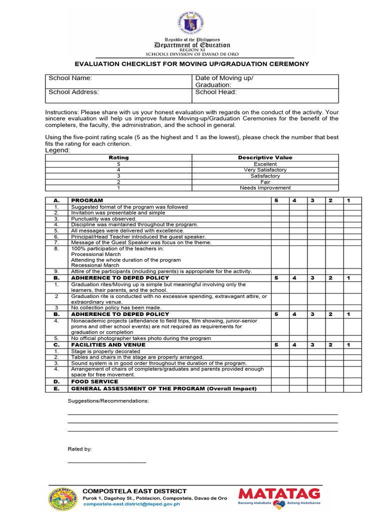 Evaluation Checklist For Moving Up 1 | PDF | Cognition | Behavior ...