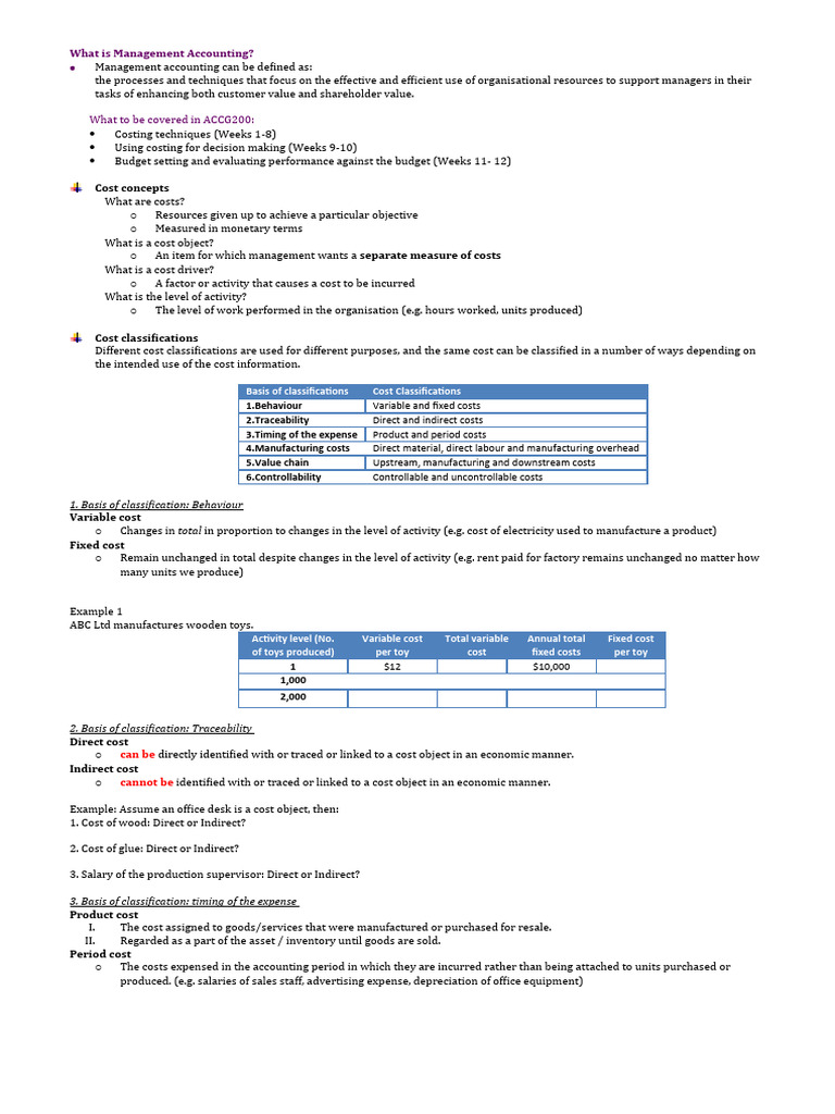 L1 - Management Accounting | PDF | Overtime | Cost