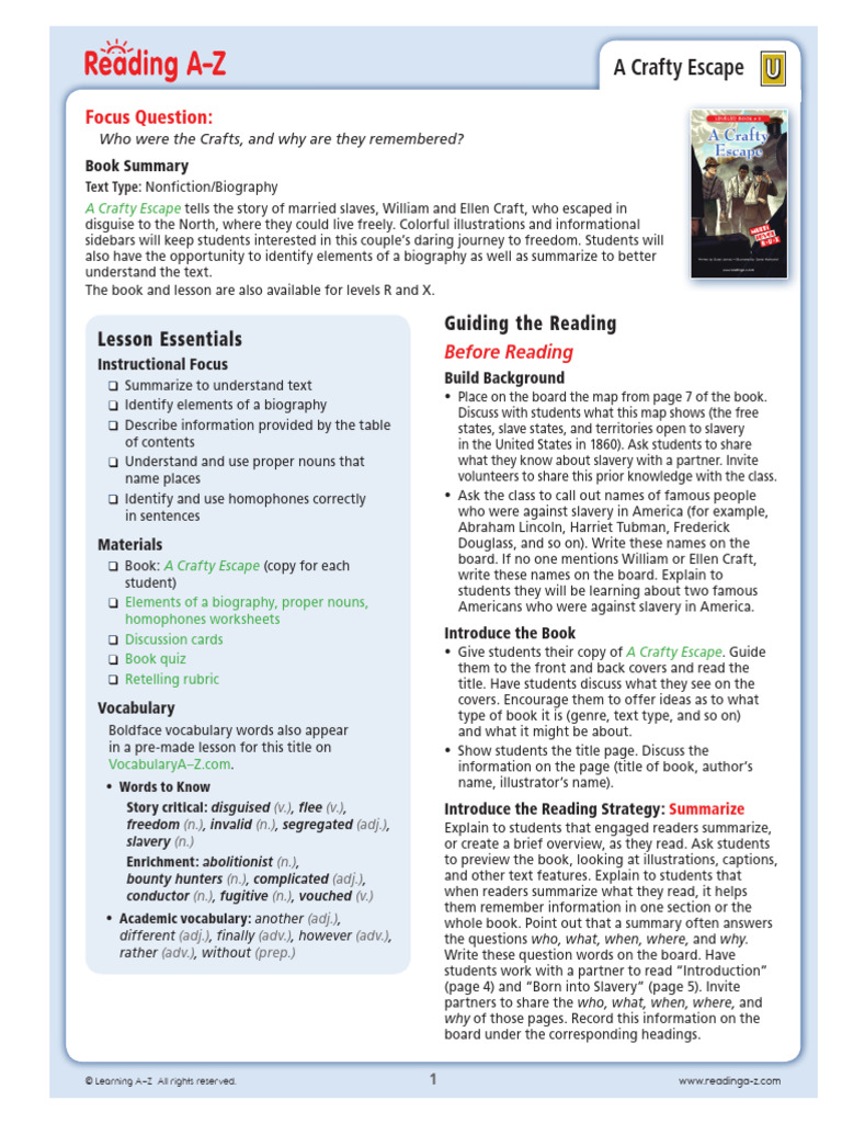 Raz Lu26 Craftyescape LBLP | PDF | Reading Comprehension | Books