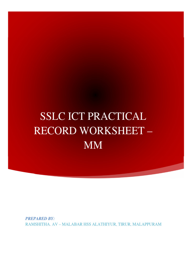A+ Blog - Sslc-Examination 2024-It - Practical Record Worksheet (MM) | PDF