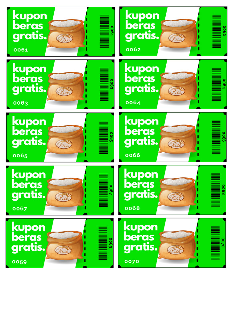 Kupon Beras Gratis Terbaru 2023 | PDF