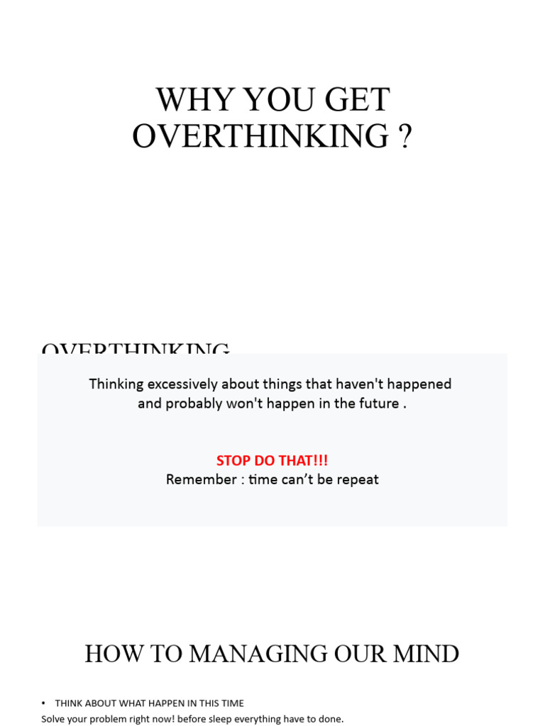 Stop Overthinking | PDF | Career & Growth | Self-Improvement