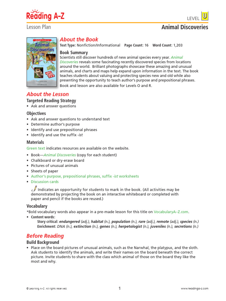 Raz Lu26 Animaldiscoveries LP | PDF | Preposition And Postposition ...