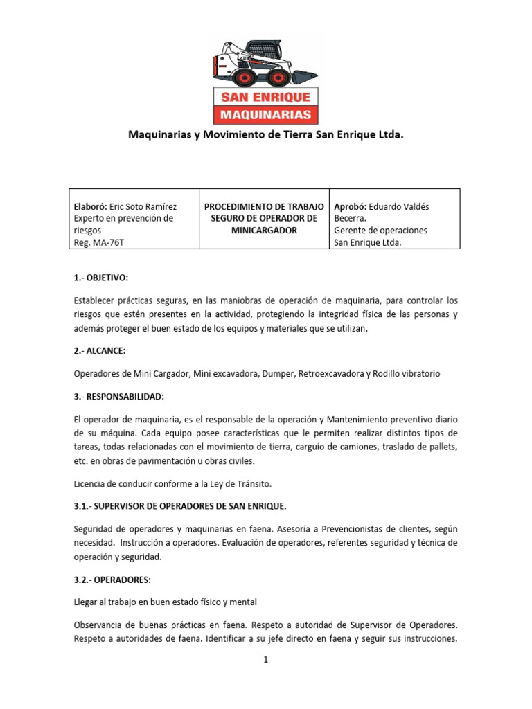 Procedimiento Seguro para Operadores | PDF | Camión | Licencia de conducir