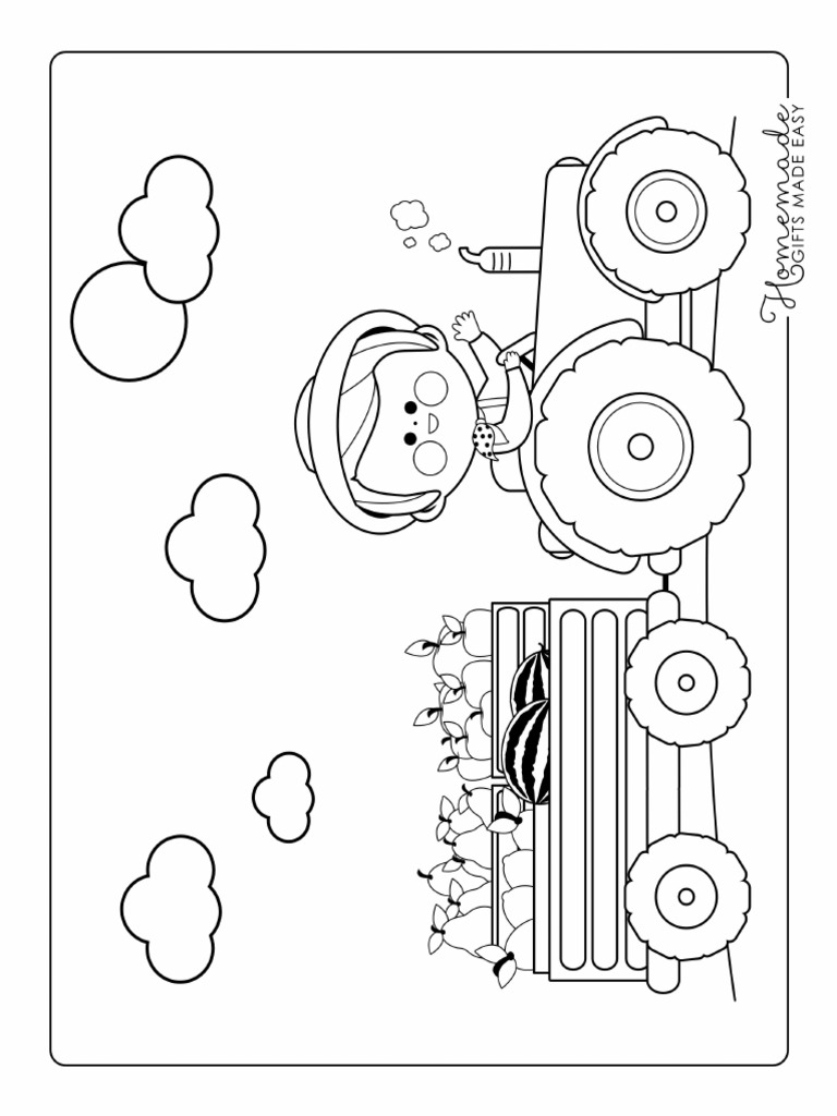 Fall Coloring Pages Harvest Tractor Farm | PDF
