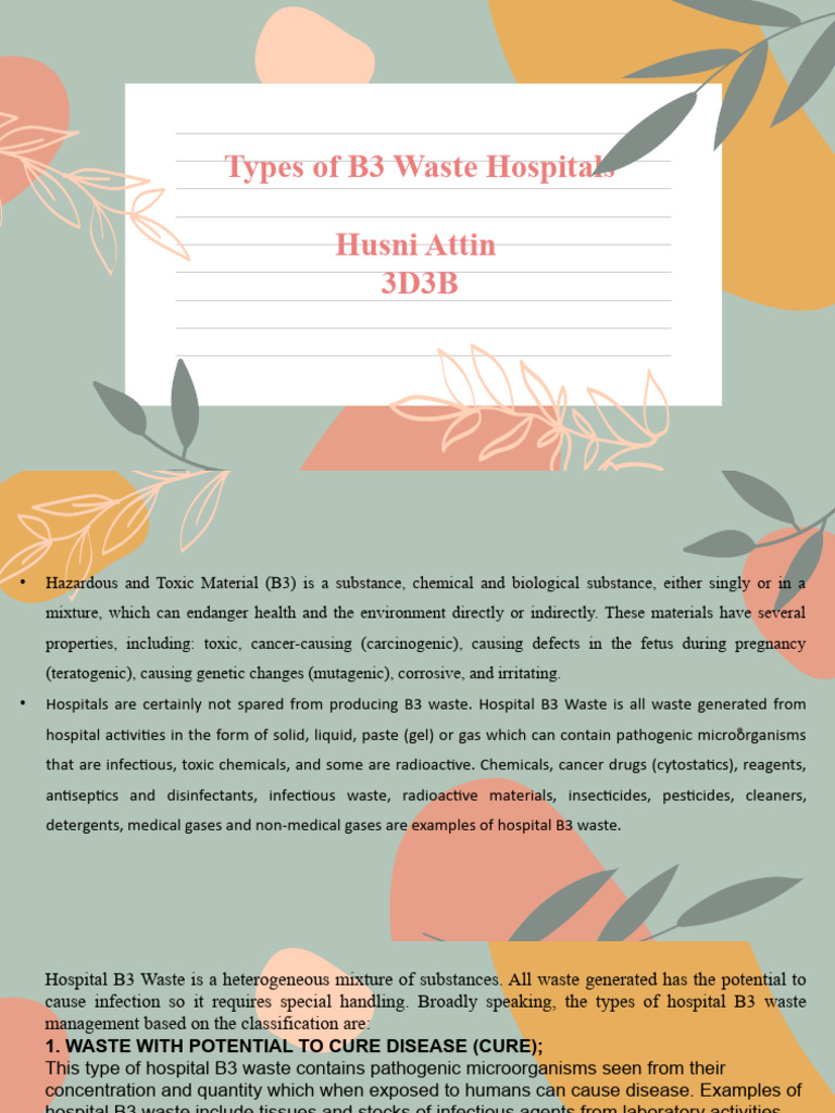 B3 Waste Classification in Hospitals | PDF | Waste | Infection