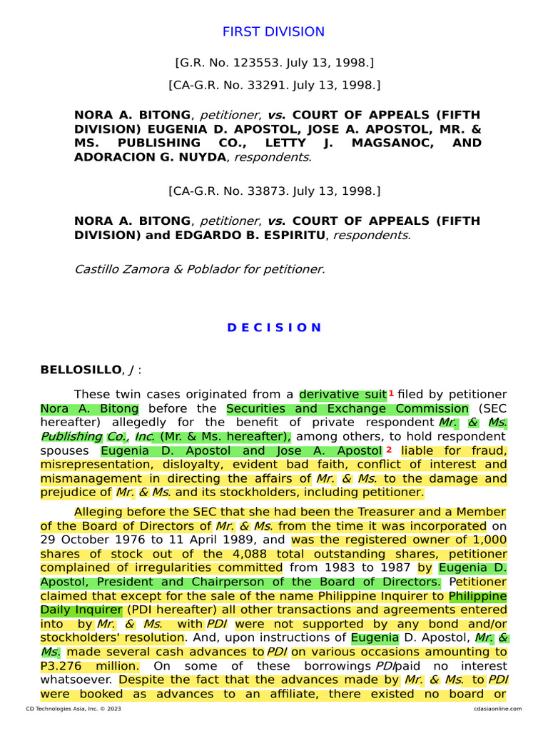 Bitong - v. - Court - of - Appeals | PDF | Stocks | Lawsuit