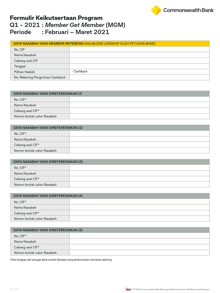 Form Keikutsertaan Program MGM | PDF