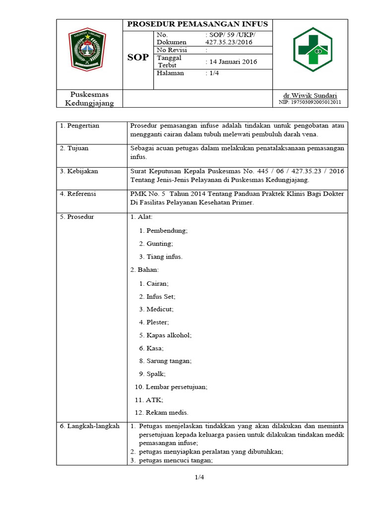 Prosedur Pemasangan Infus | PDF | Kesehatan Holistik