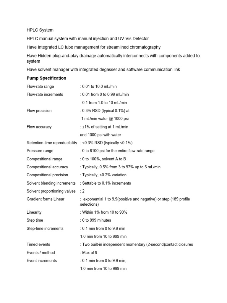 Spec Tender HPLC Flexar | Download Free PDF | High Performance Liquid ...