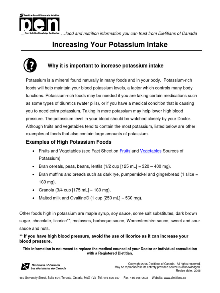 Increasing Your Potassium Intake | PDF | Foods | Potassium