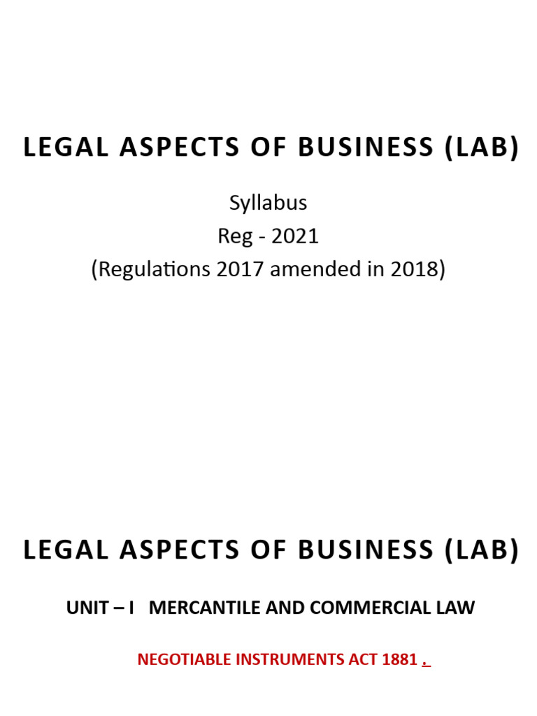 LAB Unit 1.3 Negotiable Instruments Act 1881 | PDF | Negotiable Instrument | Cheque