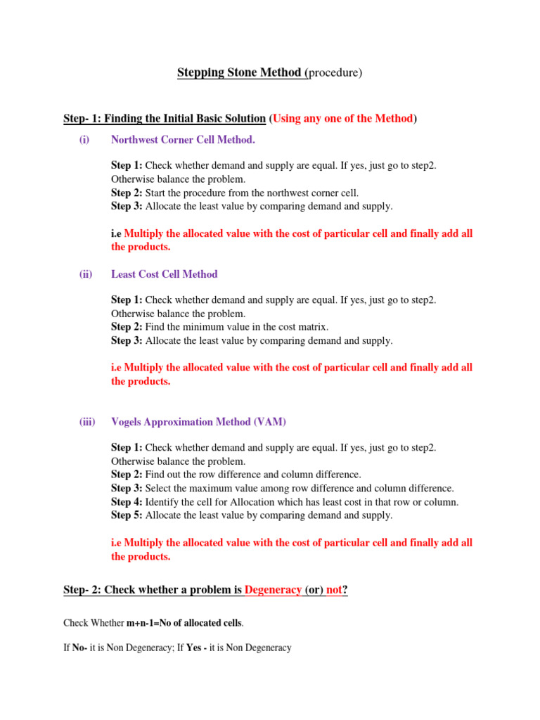 Stepping Stone Problem Procedure | PDF | Mathematical Optimization | Mathematics