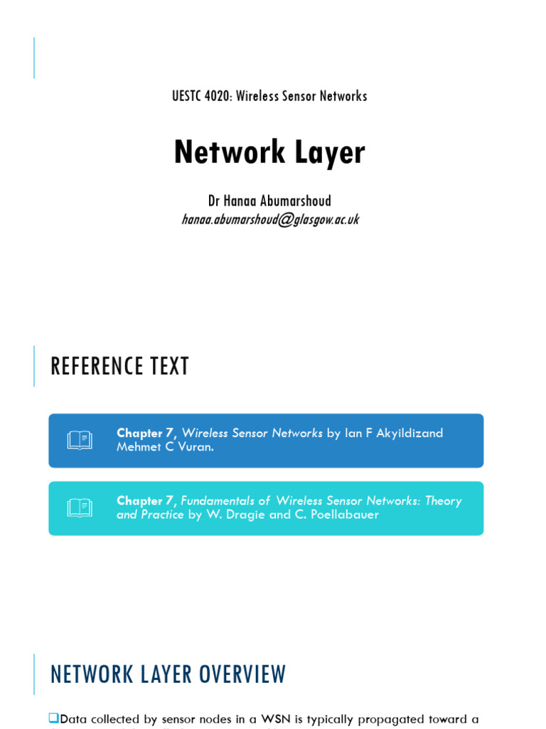 Lecture 9 Network Layer | PDF | Routing | Wireless Sensor Network