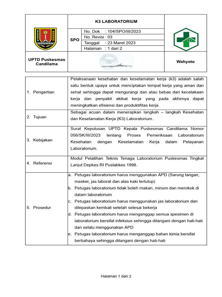 Spo K3 Laboratorium | PDF