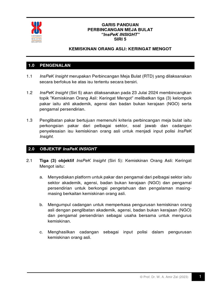 GARIS PANDUAN InsPeK INSIGHT SIRI 5 KEMISKINAN ORANG ASLI | PDF