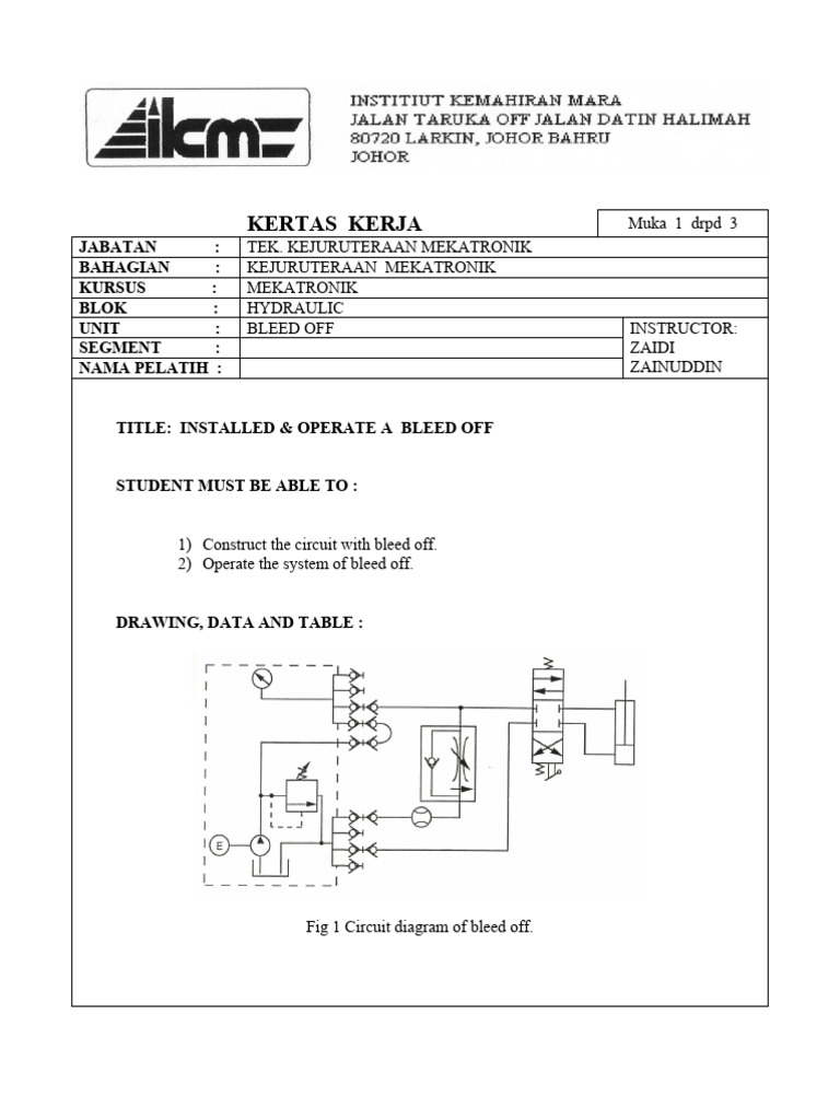 Work Sheet (Bleed Off) | PDF | Valve | Plumbing