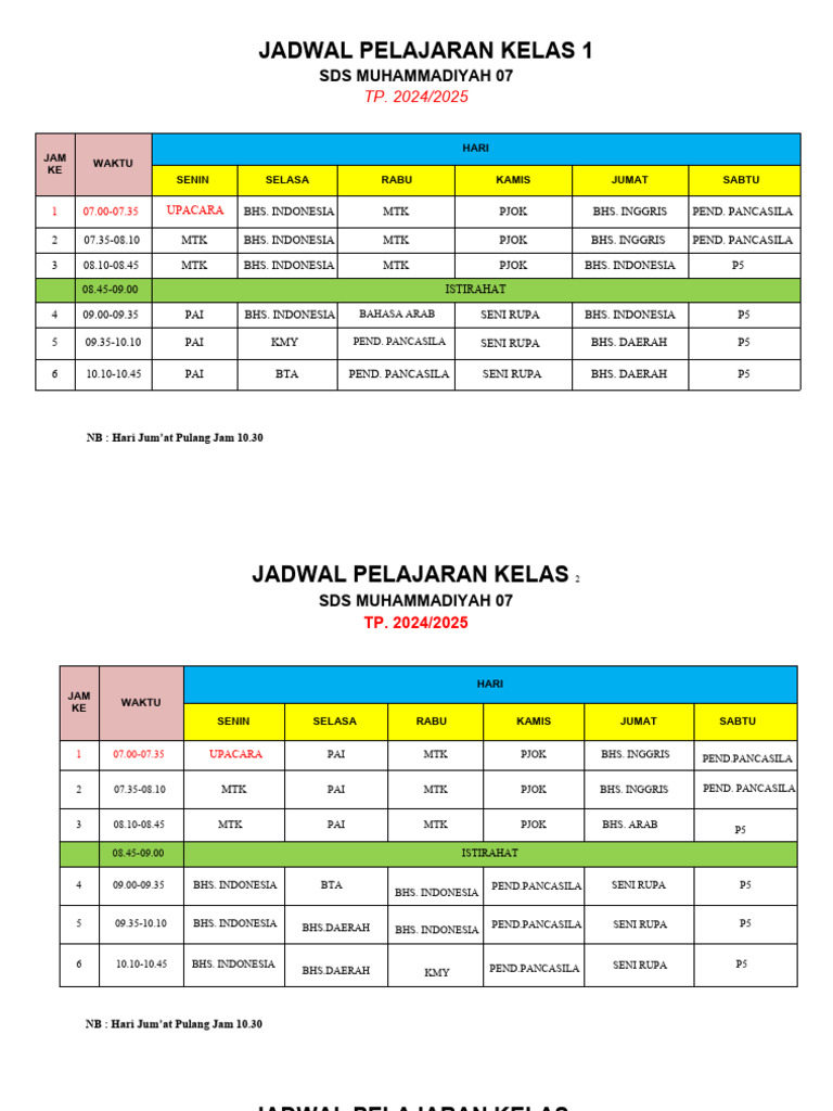 Jadwal Mutu 23 Revisi | PDF