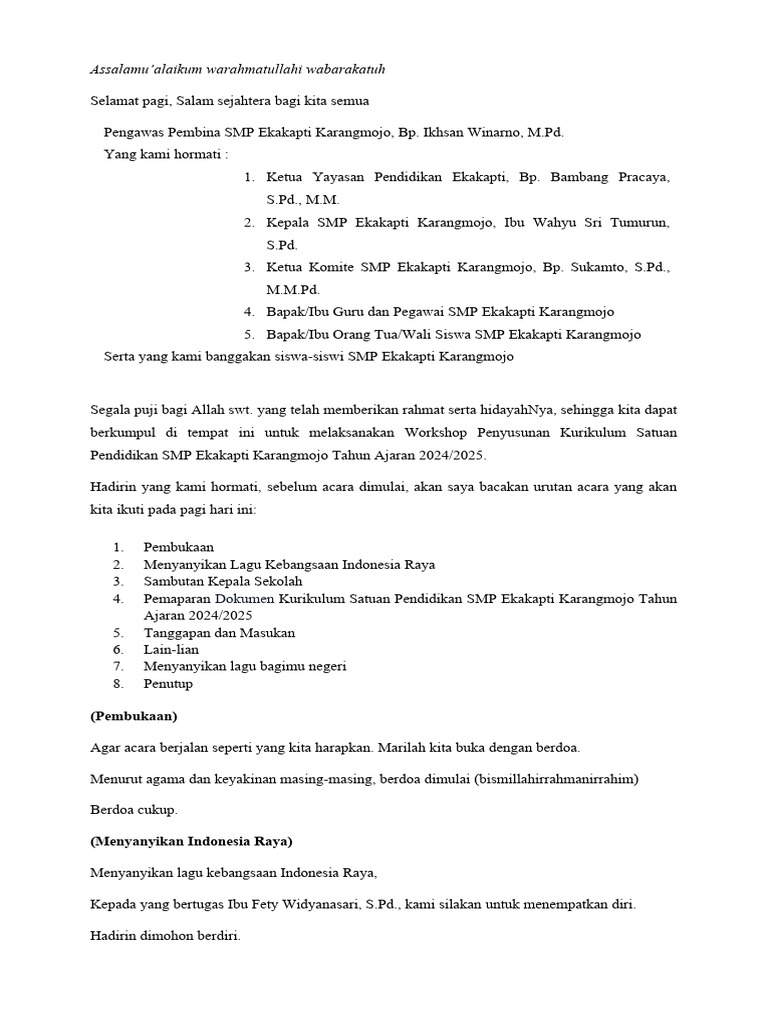 Teks MC Workshop IKM 2 | PDF