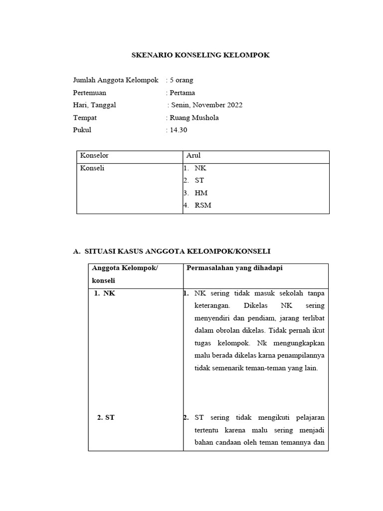 Fix Skenario Konseling Kelompok | PDF