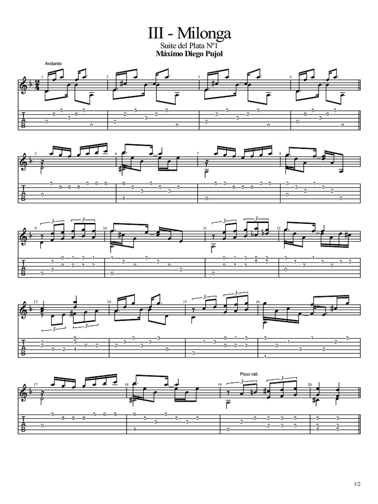 III - Milonga (Suite Del Plata Nº1) - Máximo Diego Pujol | PDF
