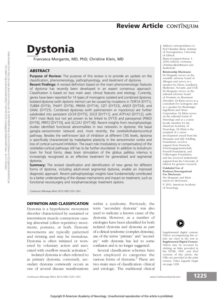 Dystonia 10 | PDF | Dystonia | Olanzapine