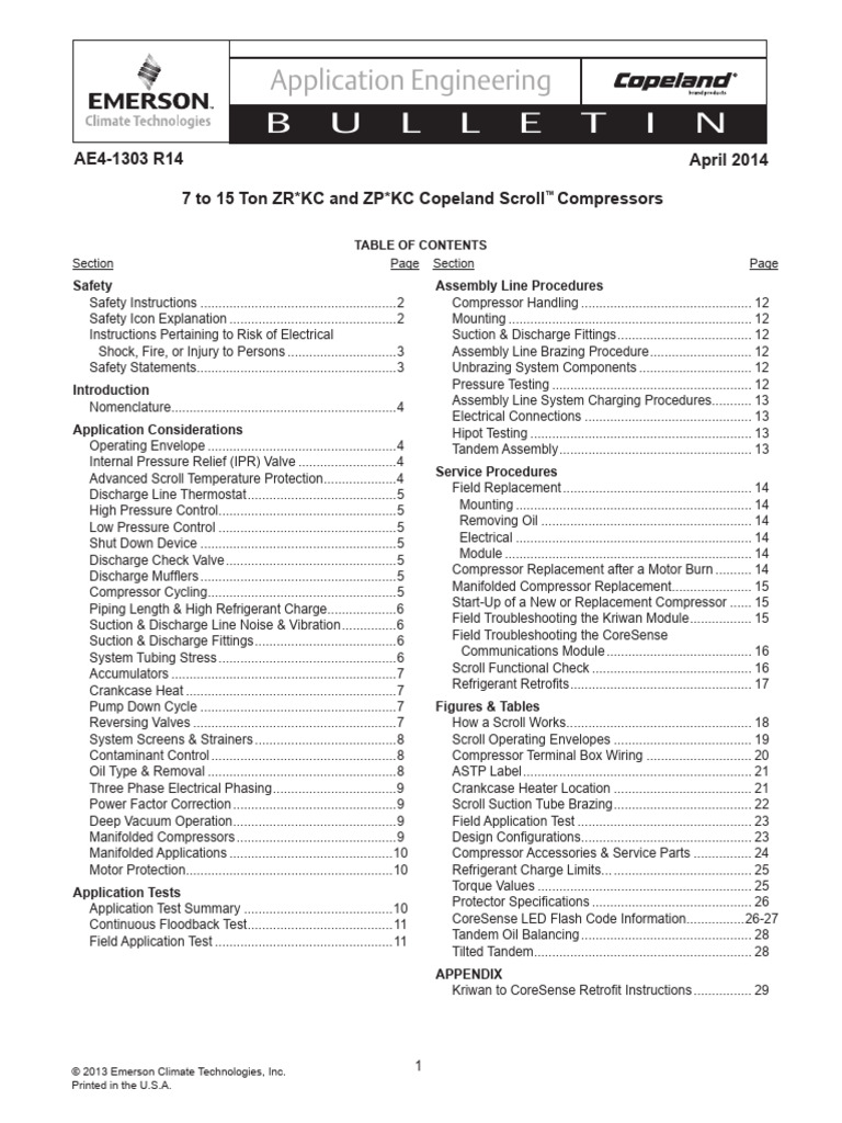 7 To 15 Ton ZR KC ZP KC Copeland Scroll Compressors en Us 160782 | PDF | Pump | Mechanical ...