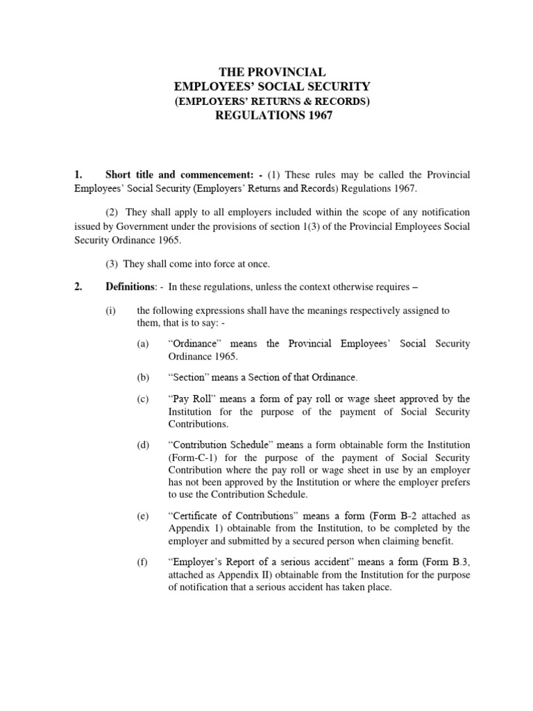 Provincial Employees' Social Security Regulations | PDF | Employment ...