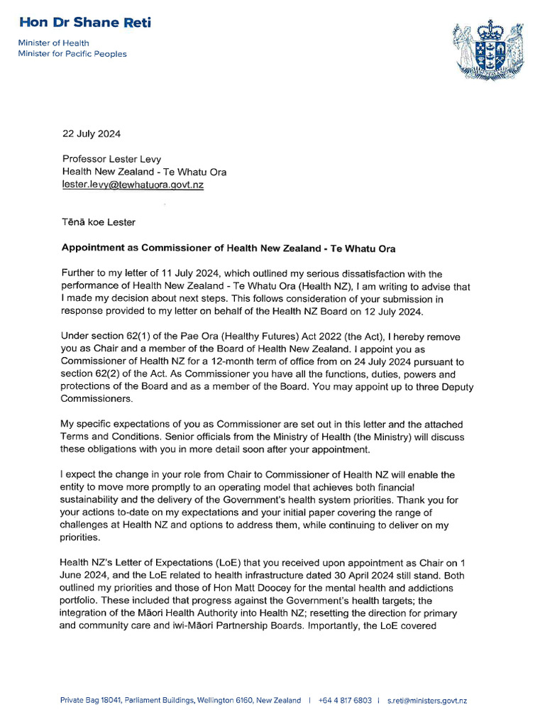 HNZ Commissioner Appointment Letter | PDF