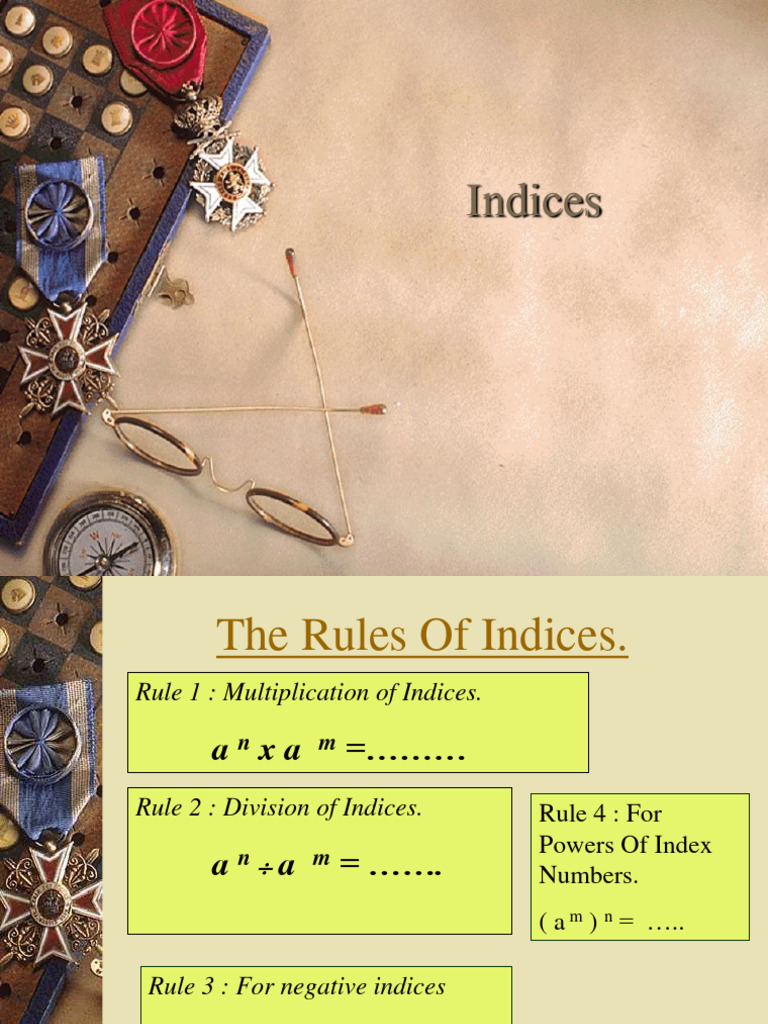 The Rules of Indices. | PDF | Lexicology | Algebra