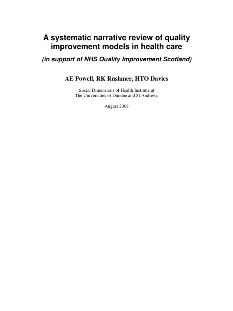 Quality Improvement Models | PDF | Quality Management | Lean Manufacturing