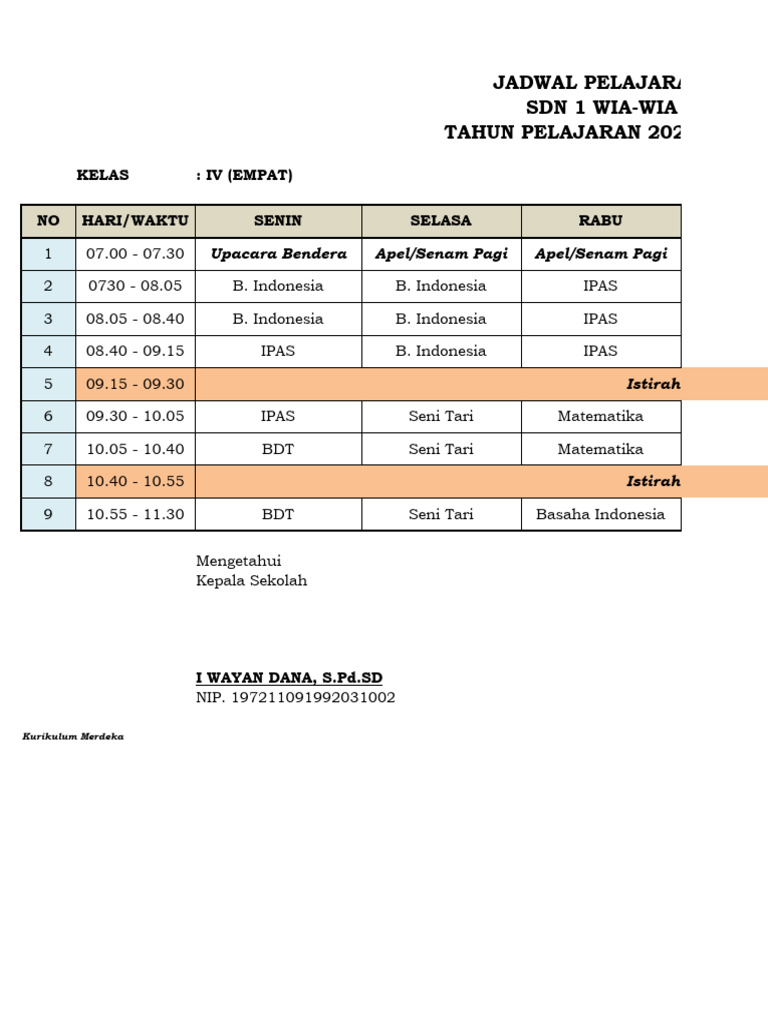 Aplikasi Jadwal Pelajaran Kurikulum Merdeka Rev Pdf